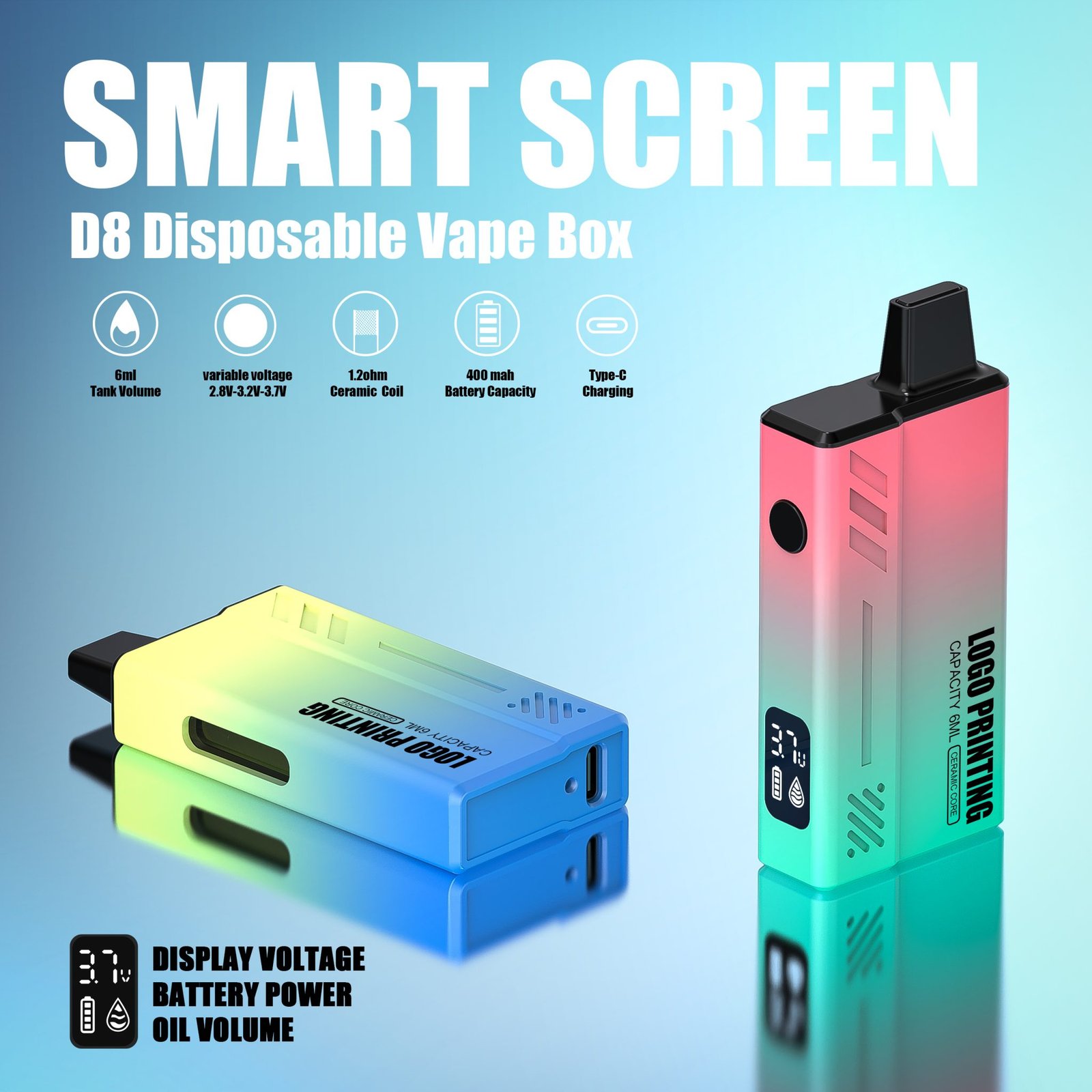 6ML Smart Screen THC Disposable Vape Pen-AOVAPE